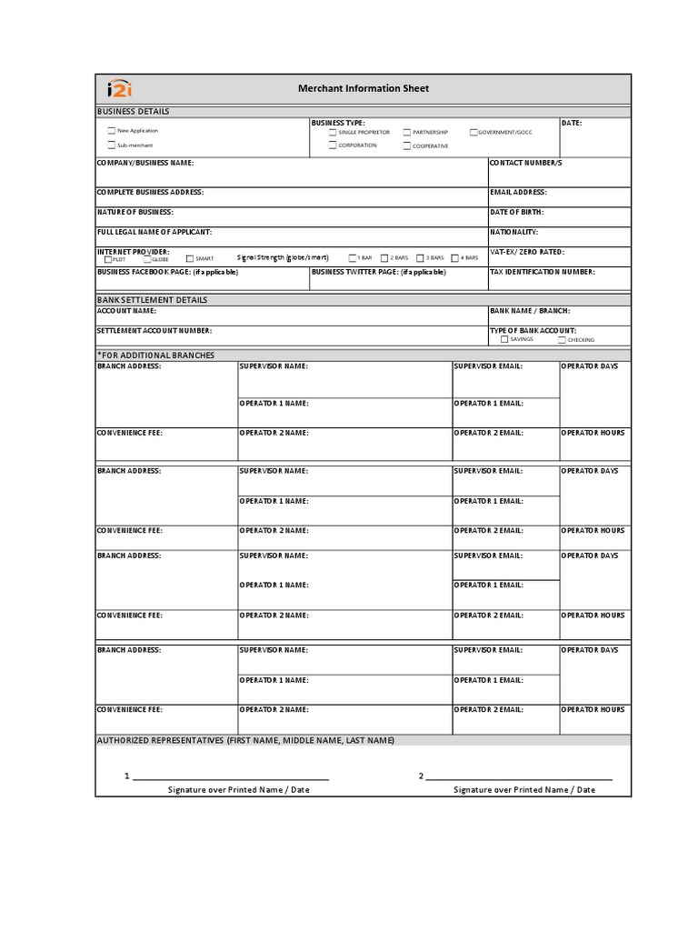 UBX I2i NEW Merchant Information Sheet 2 | PDF | Banks | Communication
