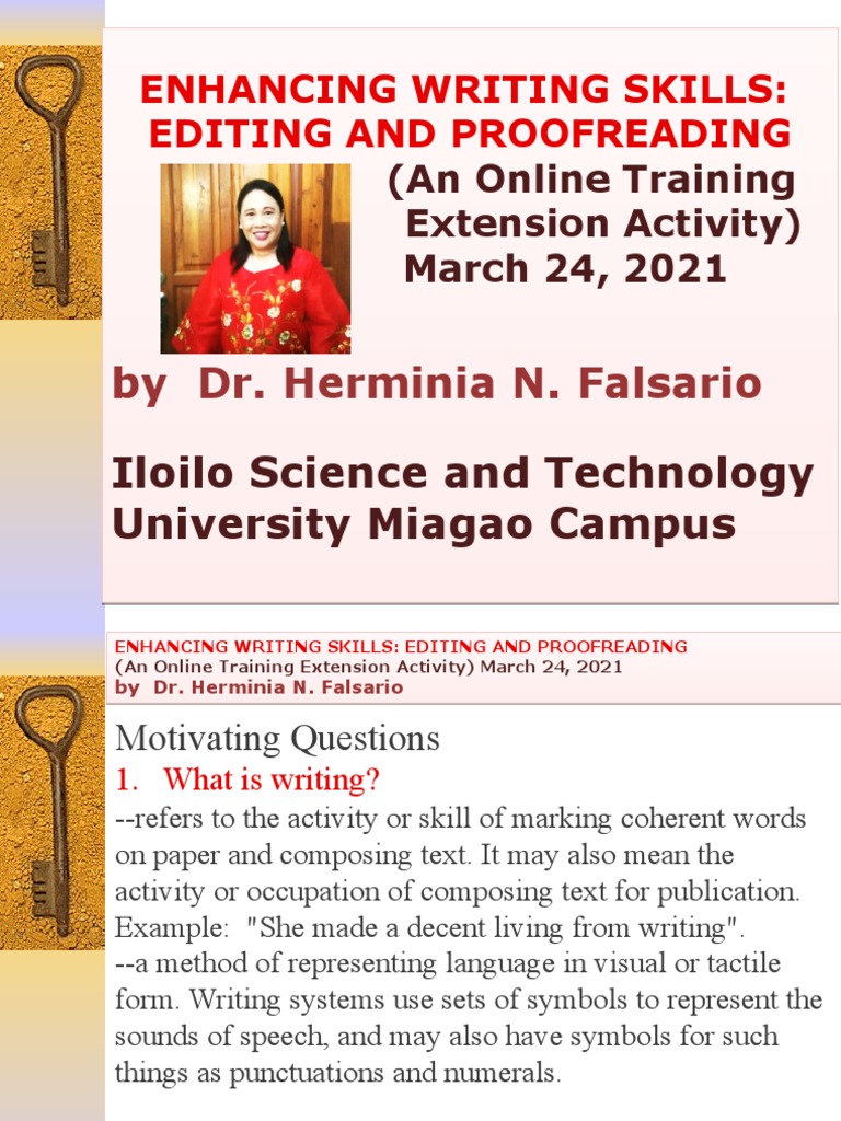Enhancing Writing Skills: Editing and Proofreading (An Online Training ... Enhancing Writing Skills: Editing and Proofreading (An Online Training ...