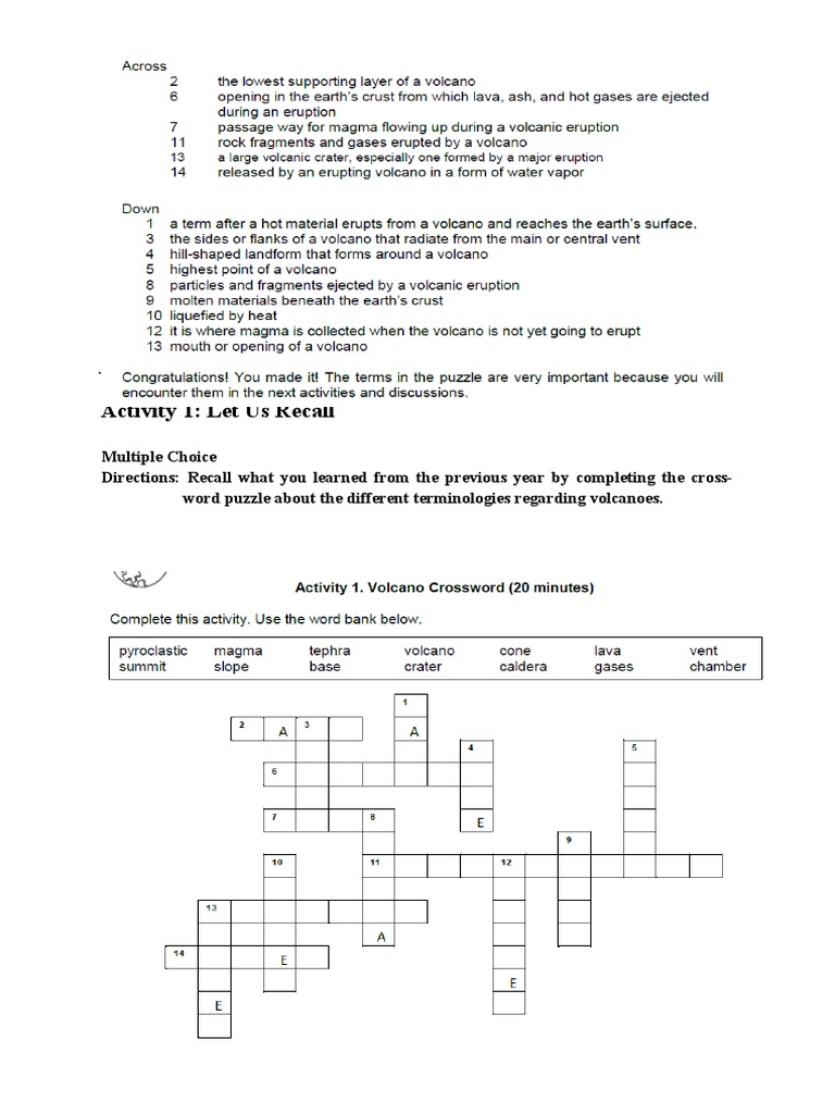Grade 9 Science: Volcanoes Activity Sheet | PDF