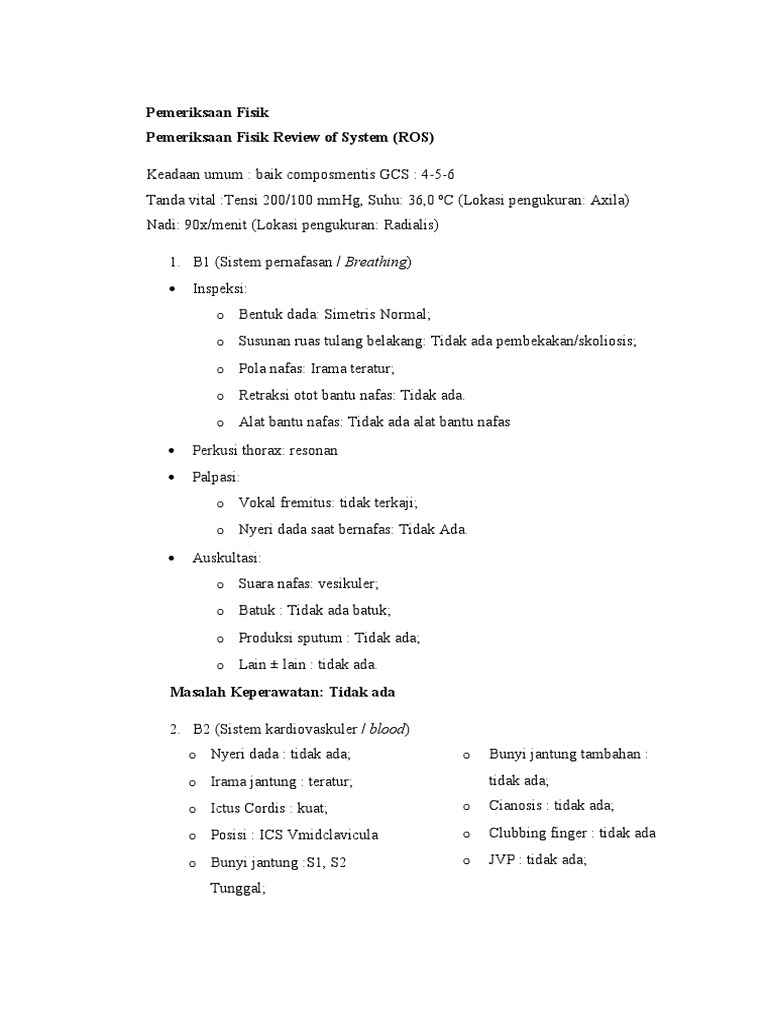 Pemeriksaan Fisik ROS Dan Head To Toe - FIXX | PDF