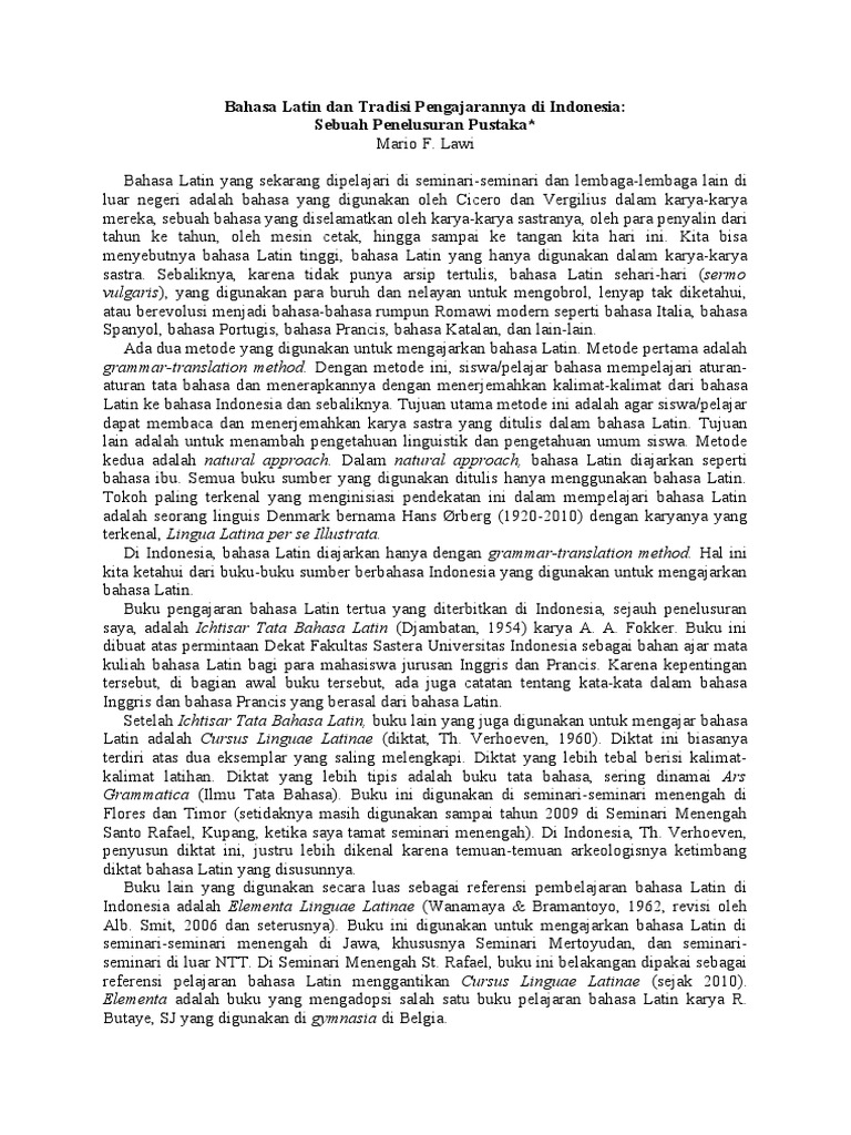 Pengajaran Bahasa Latin di Indonesia | PDF