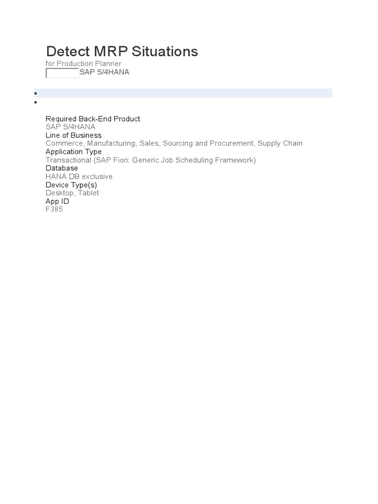 Detect MRP Situations | PDF