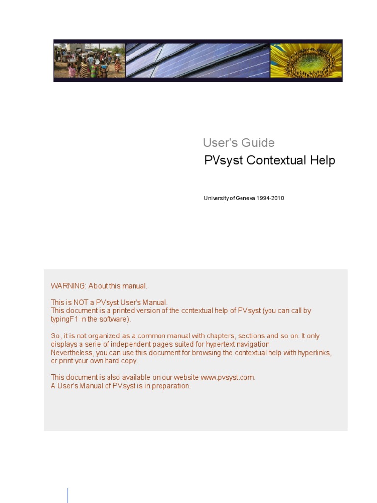 Pvsyst Help | PDF | Photovoltaics | Photovoltaic System