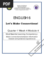 (English 6 Week 3 Lesson 4) - Making Connections Between Information ...