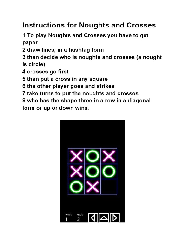 Noughts and Crosses Instructions | PDF