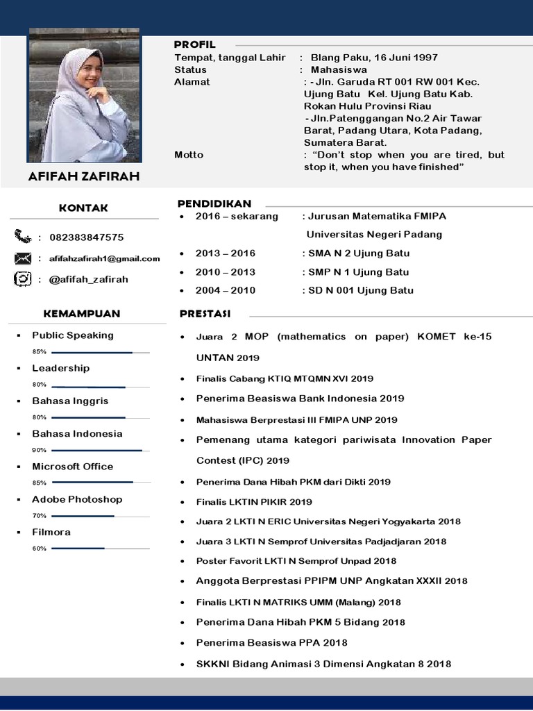 CV Afifah Zafirah | PDF