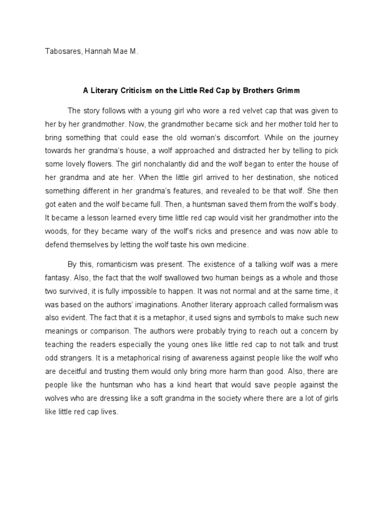 Analysis of Little Red Cap's Lessons | PDF