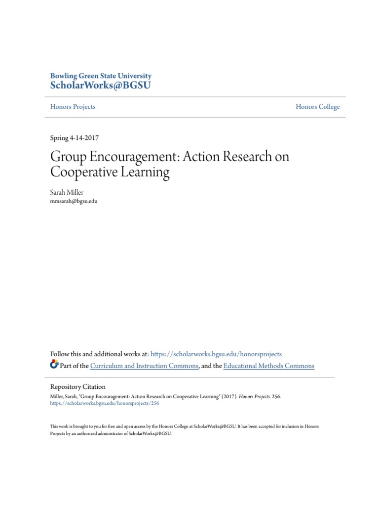 Action Research On Cooperative Learning | PDF | Teachers | Classroom