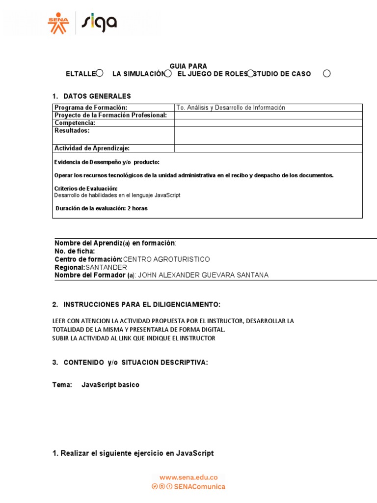Ejercicio Basico de Javascript | PDF | Script Java | Lenguaje de ... Ejercicio Basico de Javascript | PDF | Script Java | Lenguaje de ...