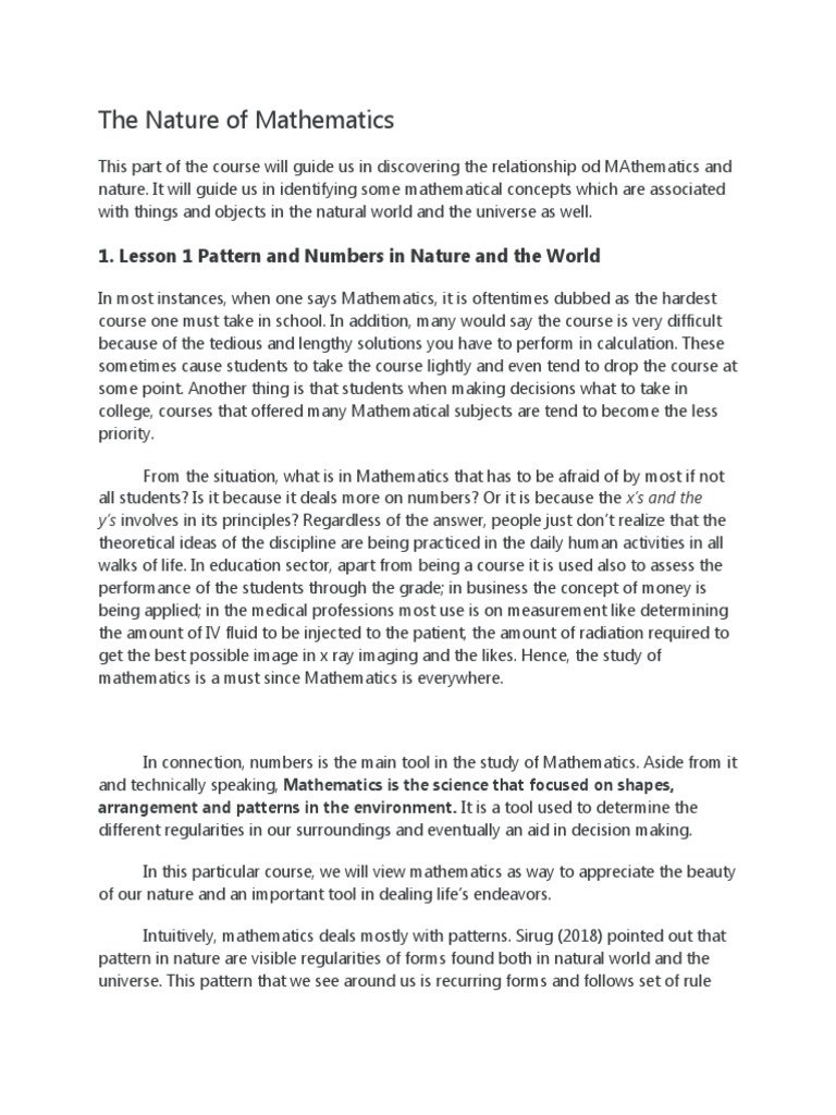 CHAPTER 1 The Nature of Mathematics | PDF | Pattern | Fractal