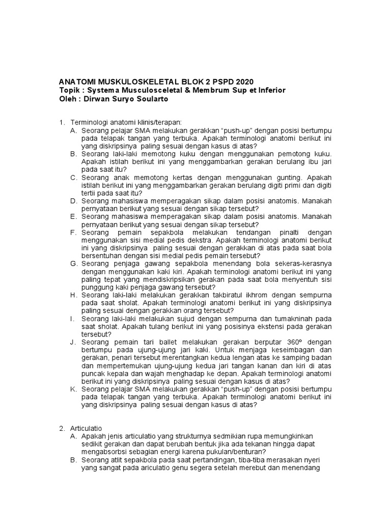 Contoh Triger Kasus Anatomi Muskuloskeletal Dan Membrum PSPD 2020 - 10 ...