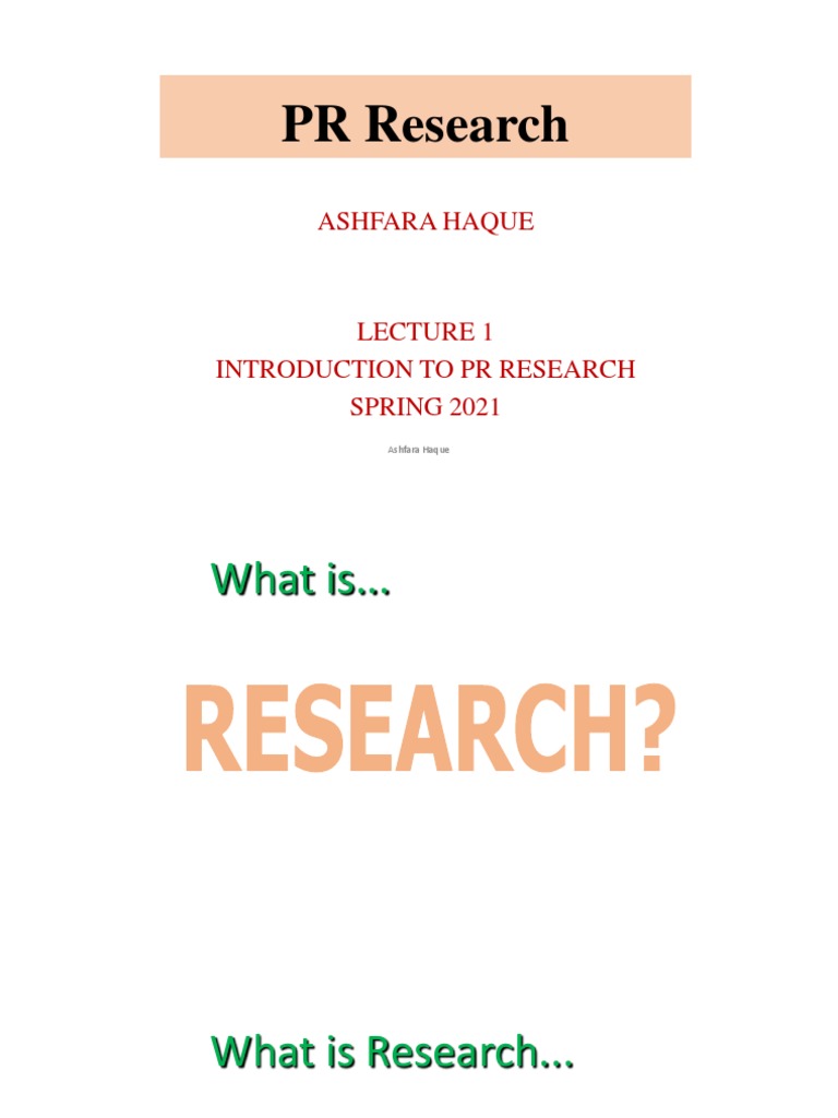 Introduction to PR Research Concepts | PDF | Public Relations | Survey ...