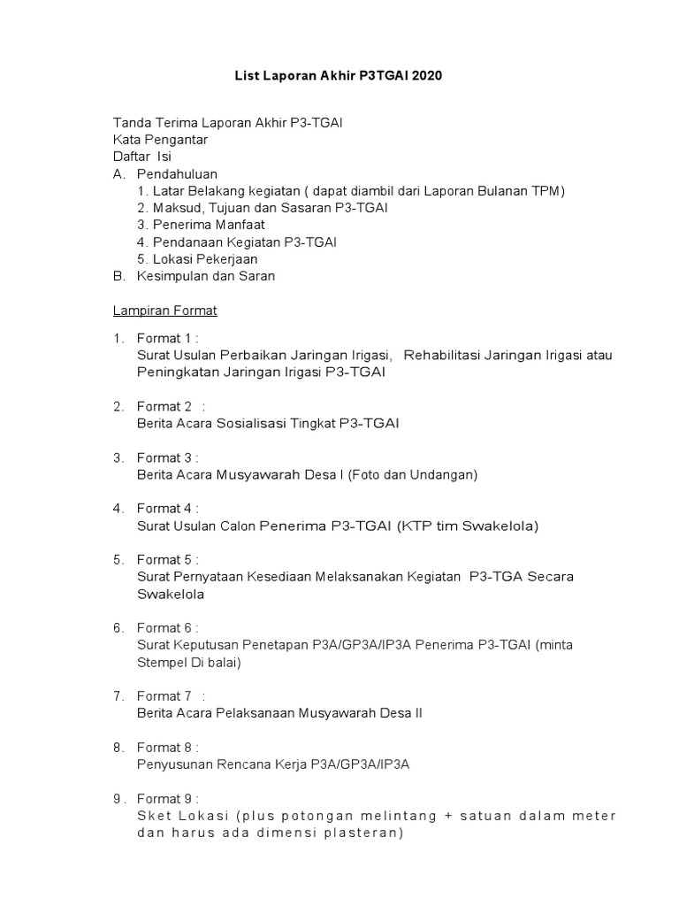 Cek List Laporan Akhir | PDF