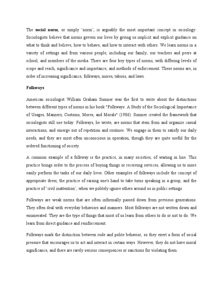 The 4 Key Types of Social Norms | PDF | Taboo | Sociology