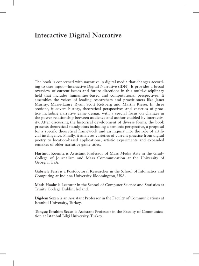 Interactive Digital Narrative History, Theory and Practice (PDFDrive ...