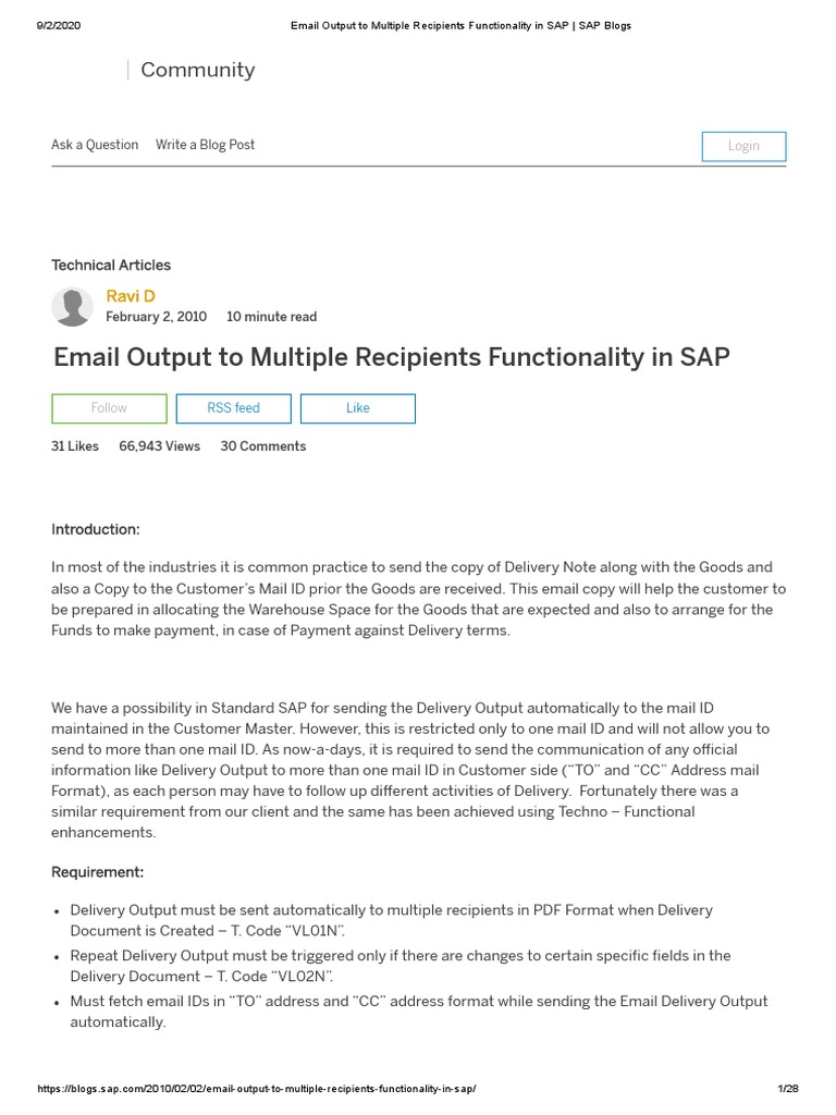 Email Output To Multiple Recipients Functionality In Sap Sap Blogs Pdf Mail Parameter 7964