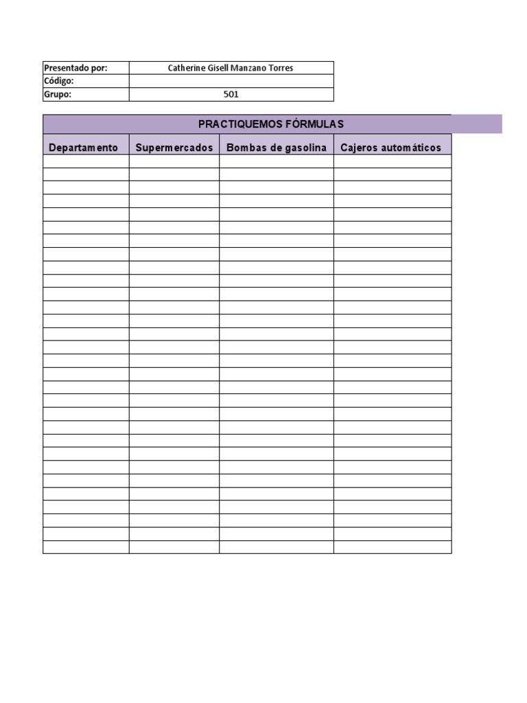 Actividad Eje No 1 Practiquemos Fórmulas | PDF