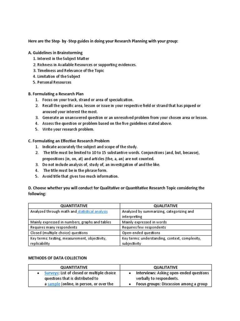 Research Planning Guide | PDF | Survey Methodology | Qualitative Research