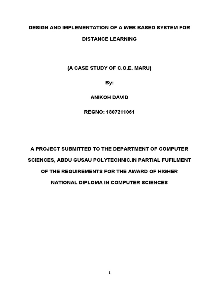 Design and Implementation of A Web Based System For Distance Learning ...