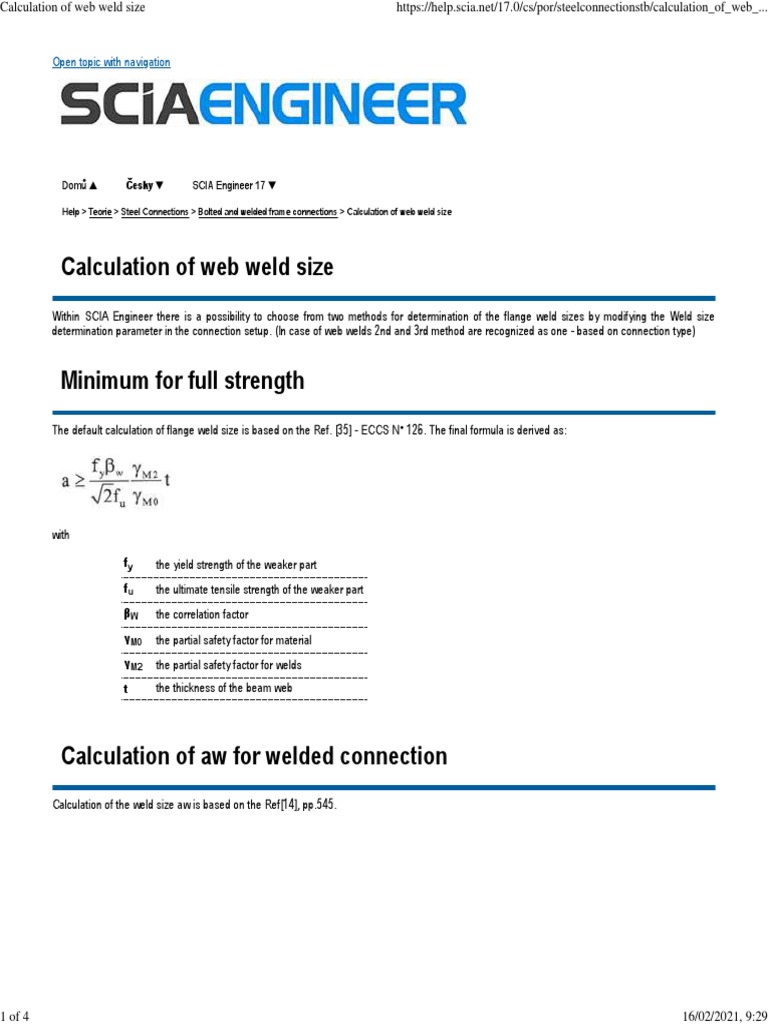 Web Weld Size Calculation Guide | PDF | Strength Of Materials | Welding