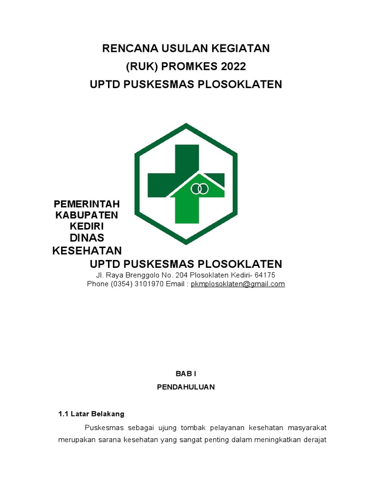 RUK PROMKES 2022 UPTD PUSKESMAS PLOSOKLATEN | PDF