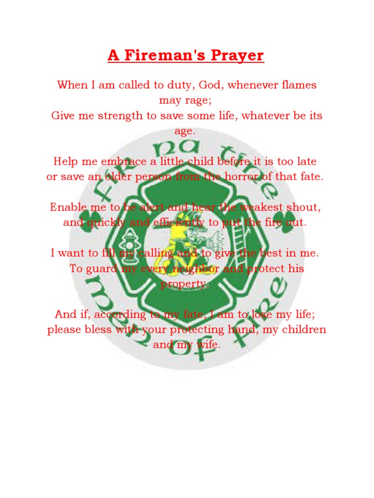 Fireman's Prayer for Duty and Courage | PDF