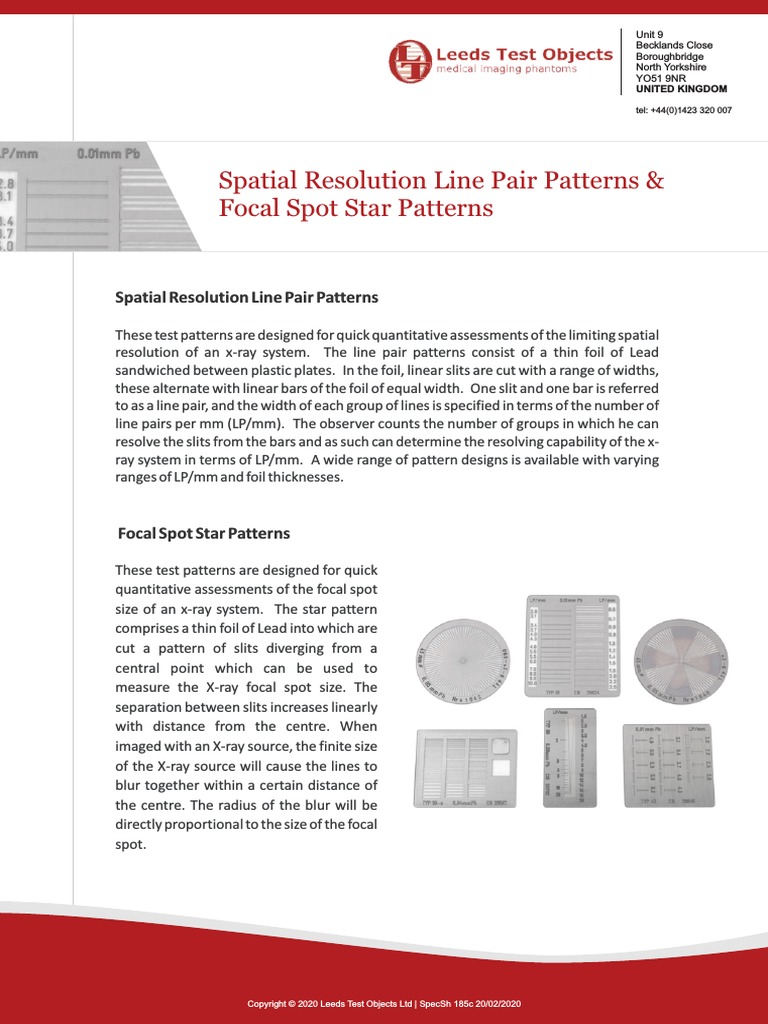 Spatial Resolution Focal Spot Specifications 1 | PDF | Angular ...