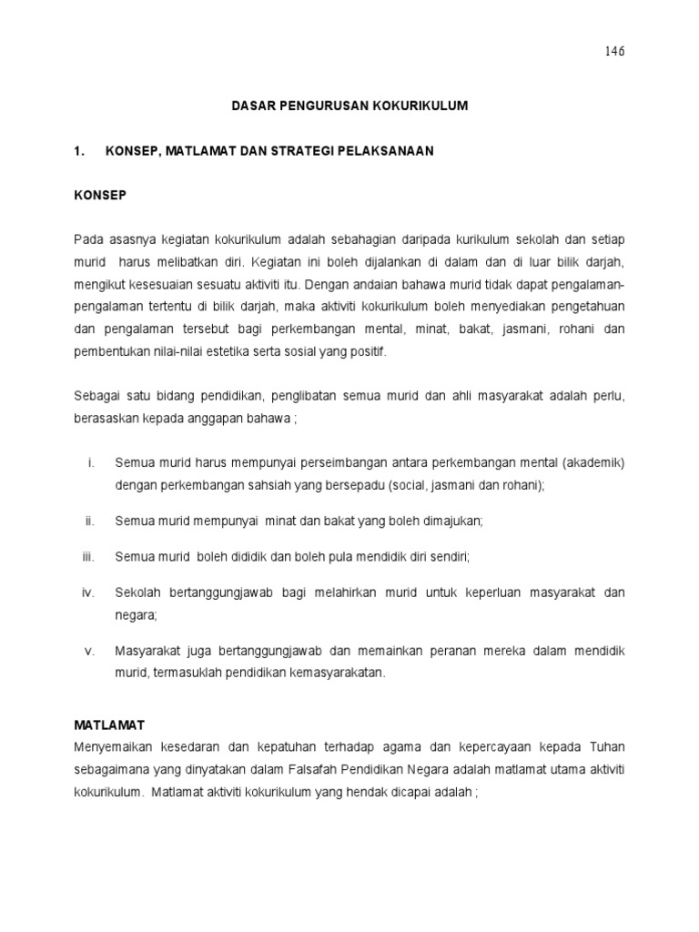 Dasar Pengurusan Kokurikulum | PDF