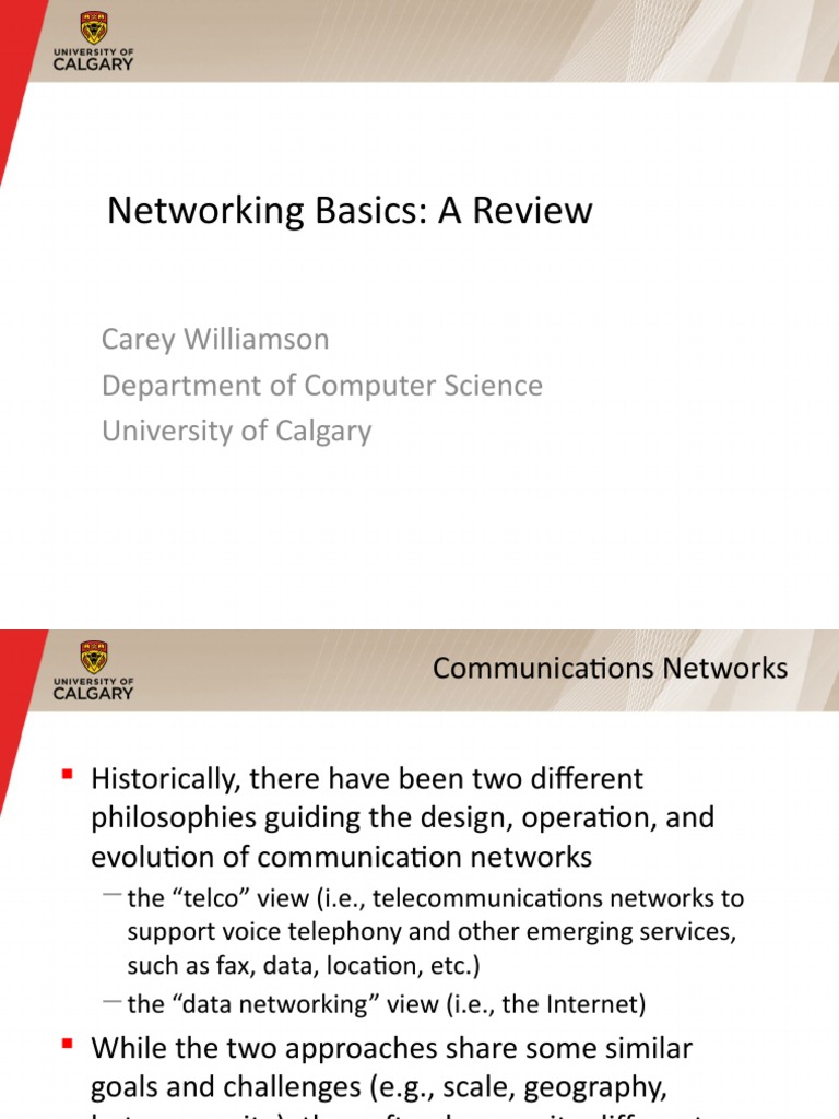 Networking Basics: A Review: Carey Williamson Department of Computer Science University of ...