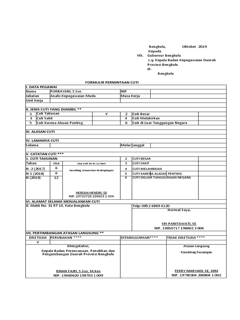 Blanko Cuti BKD | PDF