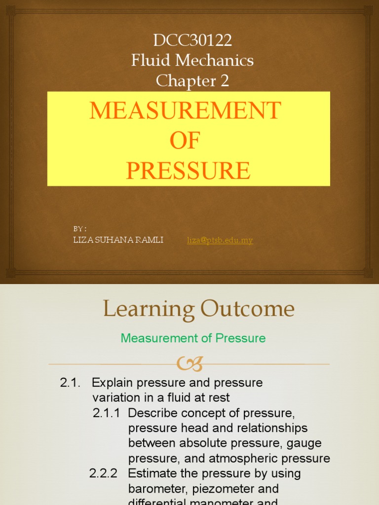 Slide Chapter 2 Measurement of Pressure | PDF | Pressure Measurement ...