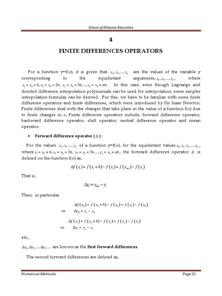 Finite Differences Operators Explained | PDF | Finite Difference ...