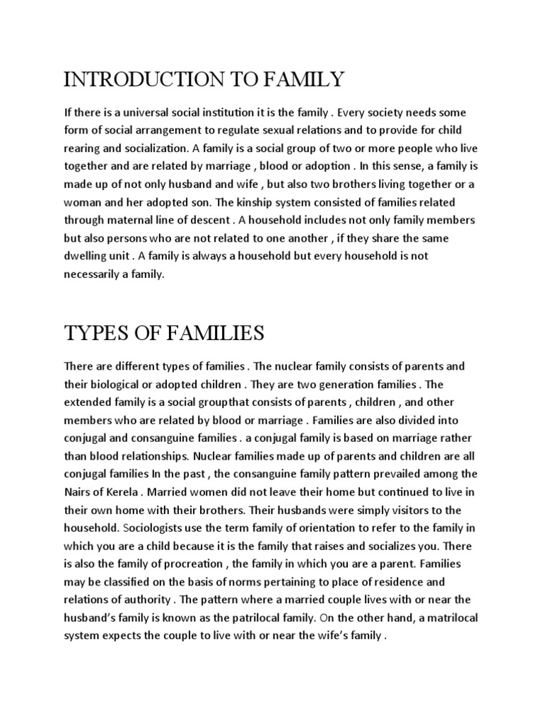 Introduction To Family | PDF | Family | Monogamy