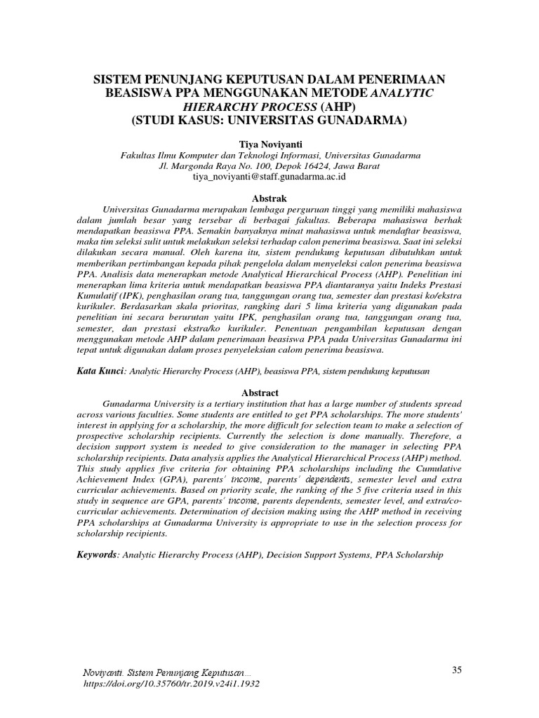 Sistem AHP untuk Seleksi Beasiswa PPA | PDF