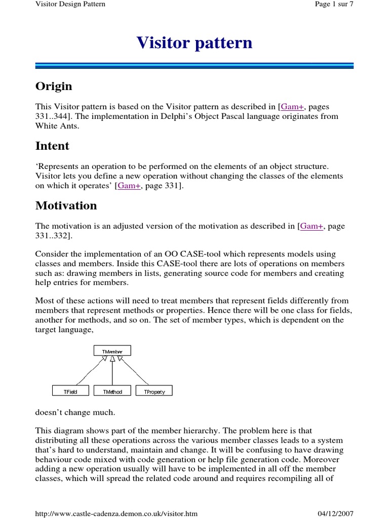 Generating Source Code Using the Visitor Design Pattern | PDF | Method (Computer Programming ...