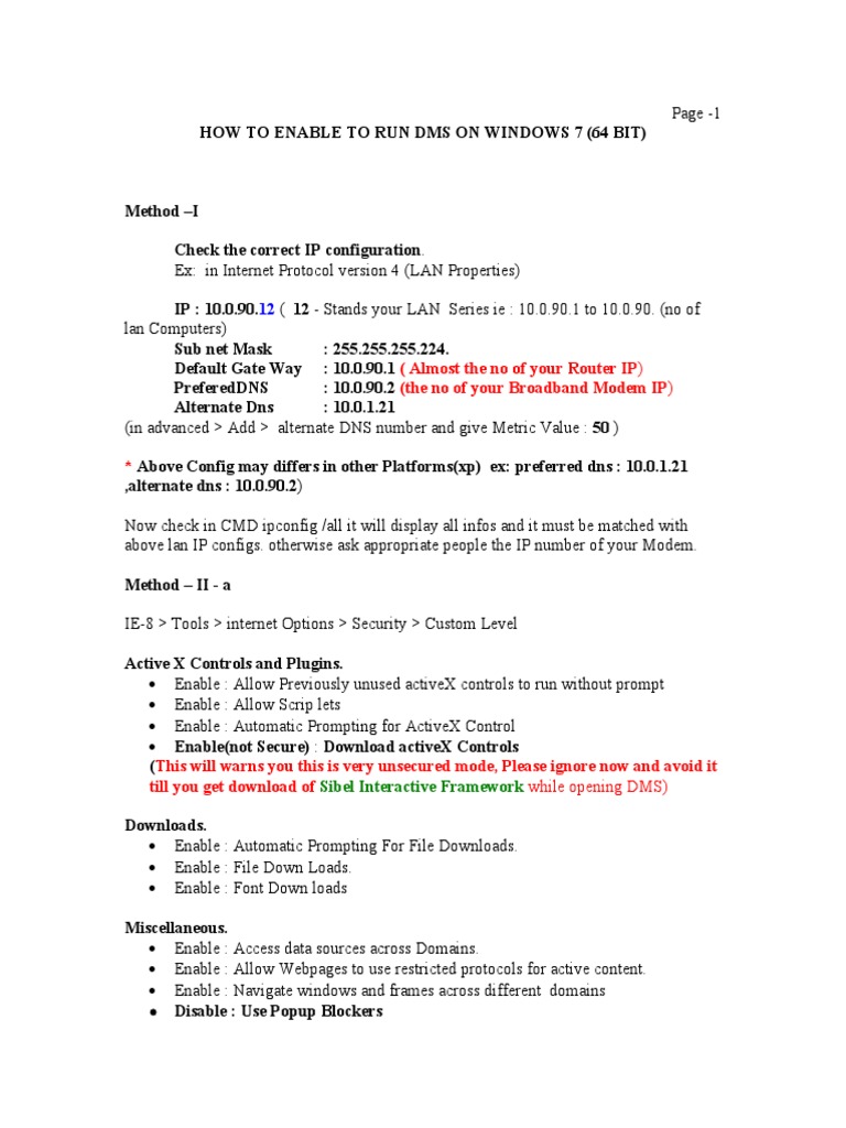 How To Enable To Run DMS On Windows 7 | PDF | Domain Name System | Internet