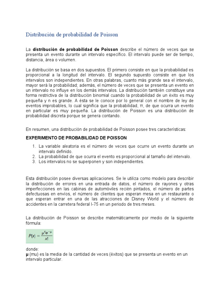 Distribución de Poisson: Conceptos y Ejemplos | PDF | Distribución de ...