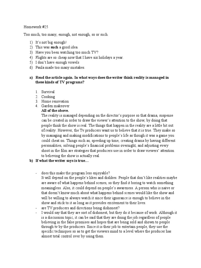 A) Read The Article Again. in What Ways Does The Writer Think Reality ...