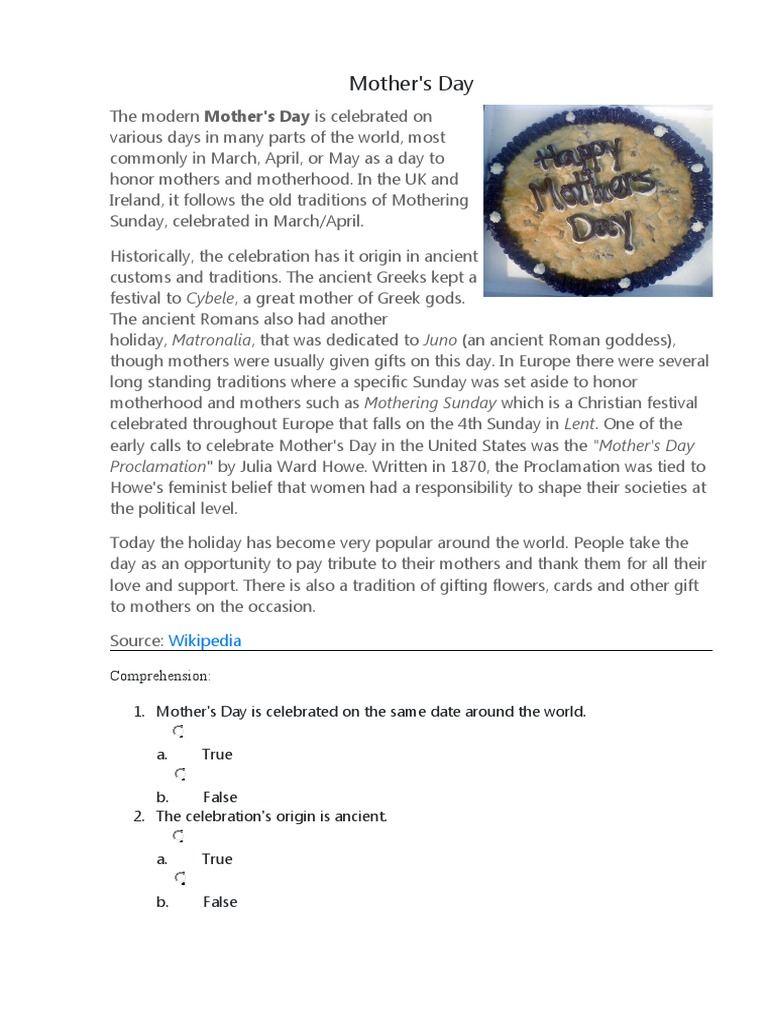 Mother's Day: Proclamation" by Julia Ward Howe. Written in 1870, The ...