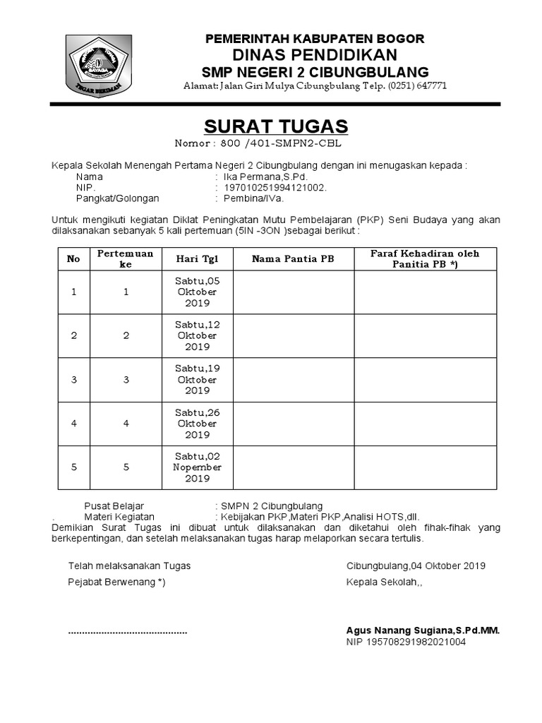 Surat Tugas PKP | PDF