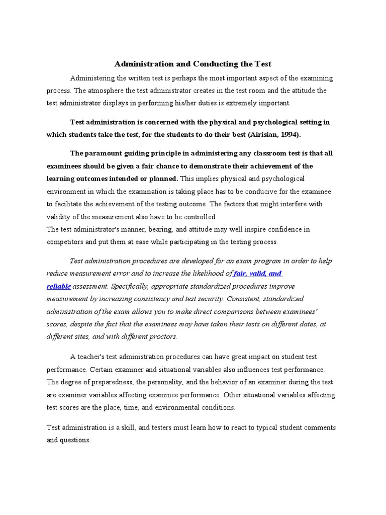 Test Administration Guidelines and Procedures | PDF | Test (Assessment ...