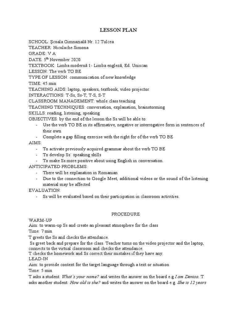 LESSON PLAN 5th GRADE | Download Free PDF | Lesson Plan | Question