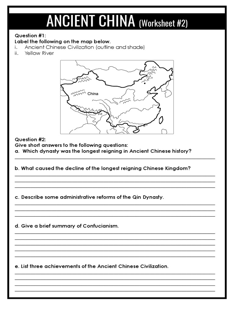 Ancient China Worksheet #2 | PDF