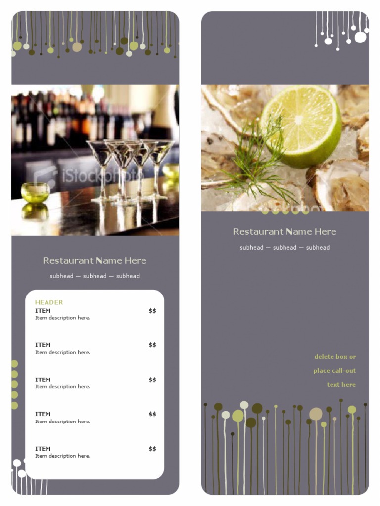 Restaurant Menu and Item Descriptions | PDF | Text