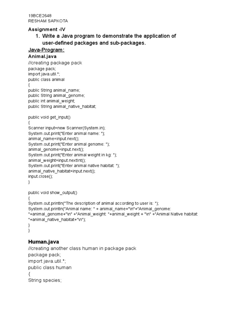 Write A Java Program To Demonstrate The Application of User-Defined Packages and Sub-Packages ...