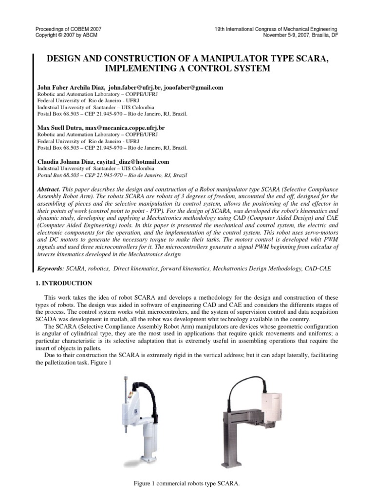 Design and Construction of A Manipulator Type Scara | PDF ...