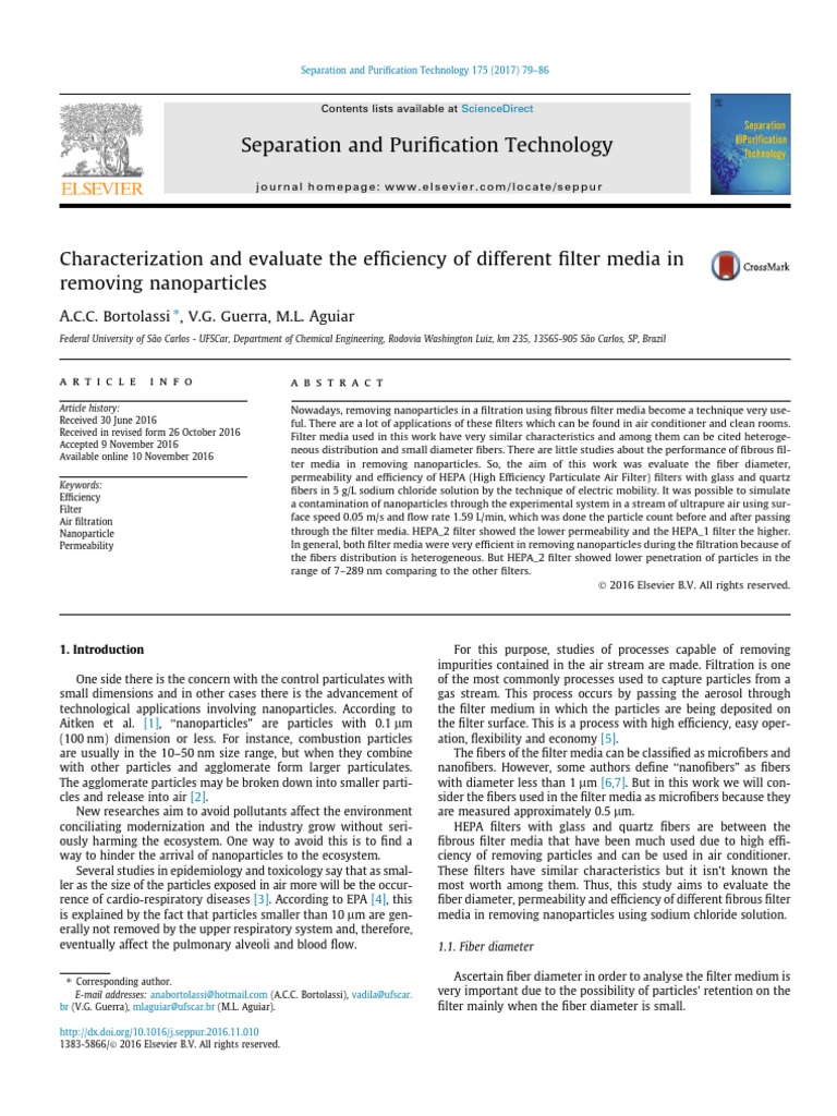 Characterization and Evaluate The Efficiency of Different Filter Media ...