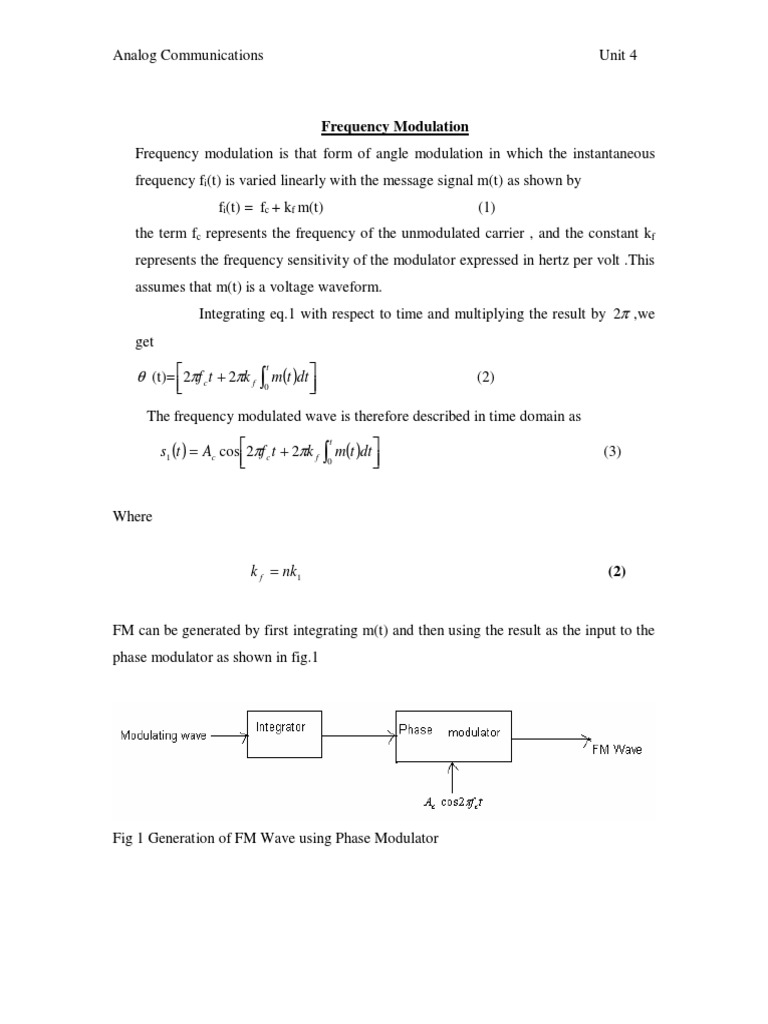 Angle Modulation Pdf Frequency Modulation Detector Radio