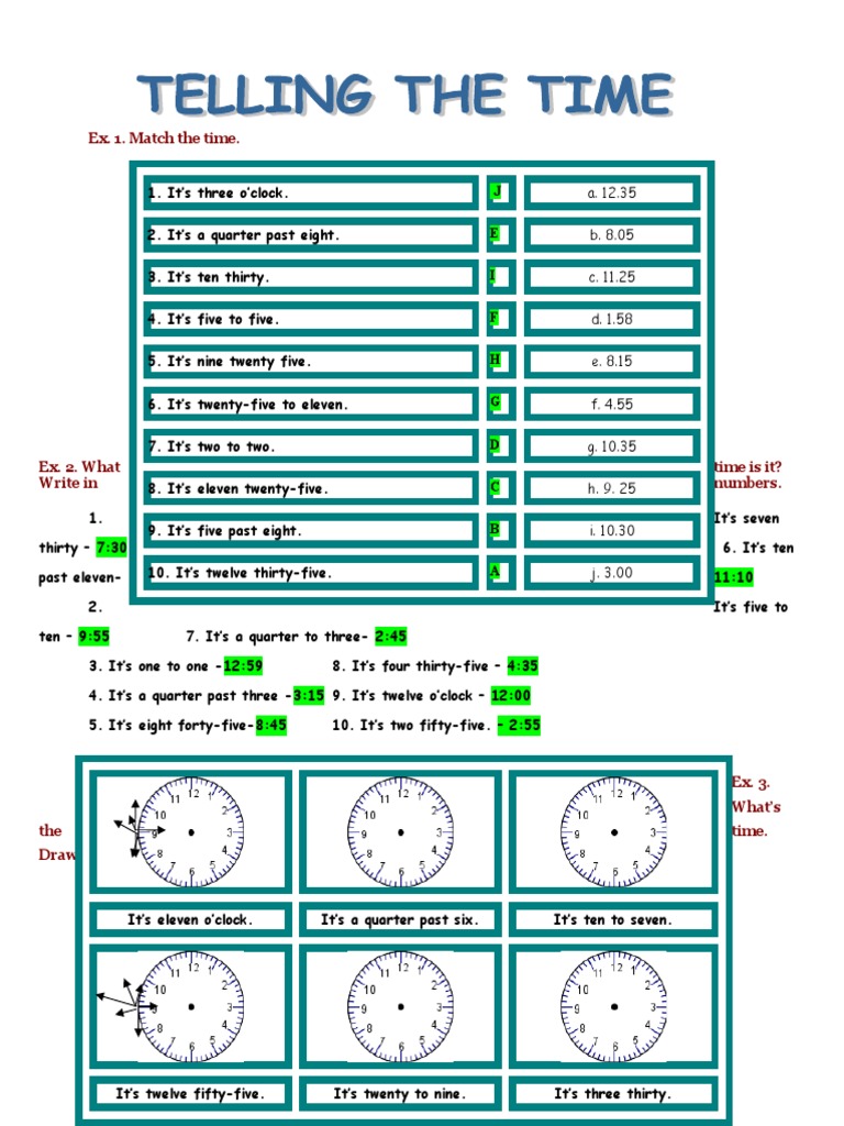 LA HORA Telling The Time Fun Activities Pao | PDF