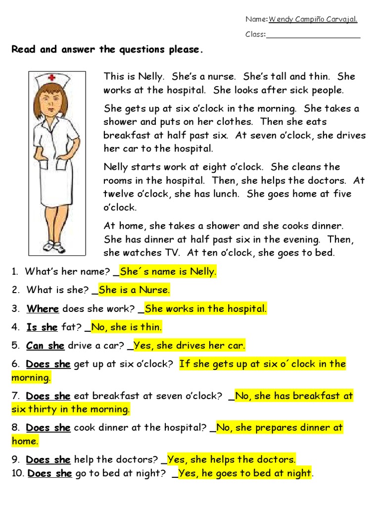Read and Answer The Questions Please.: Name:Wendy Campiño Carvajal ...